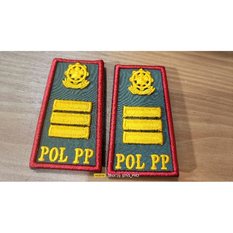 Jual pangkat pdh pol pp bordir timbul custom | Shopee Indonesia