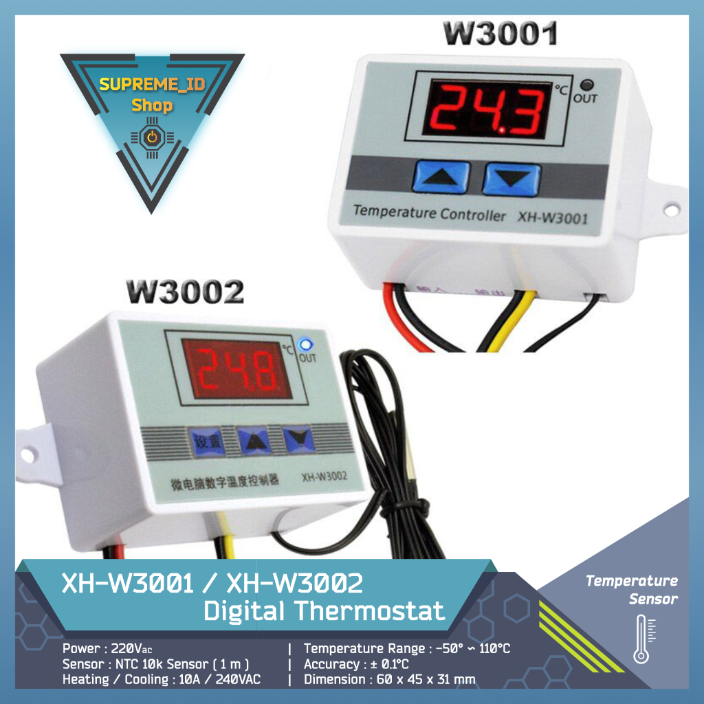 Jual XH-W3001 & XH-W3002 Digital Thermostat / Termostat Temperature Switch Panel Controller Alat ...