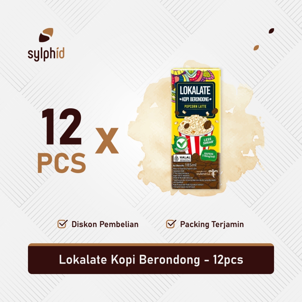 Jual Lokalate Kopi Berondong 185 ml / Popcorn Latte Less Sugar (12 pcs ...