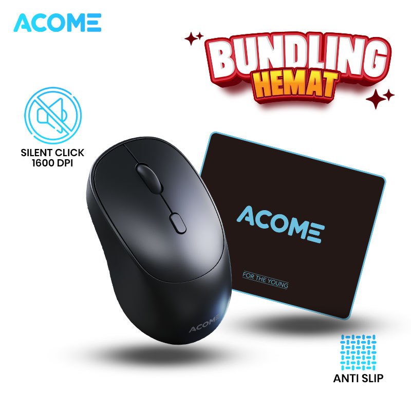 Jual Acome Special Bundling Mouse AM600 Fashion Color Wireless 1600 DPI ...