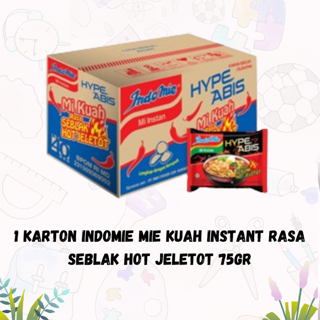 Jual 1 KARTON INDOMIE MIE KUAH INSTANT RASA SEBLAK HOT JELETOT 75gr ...