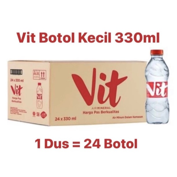 Jual AIR MINERAL/MINERAL WATER VIT KEMASAN BOTOL 330ML 1 DUS ISI 24 ...