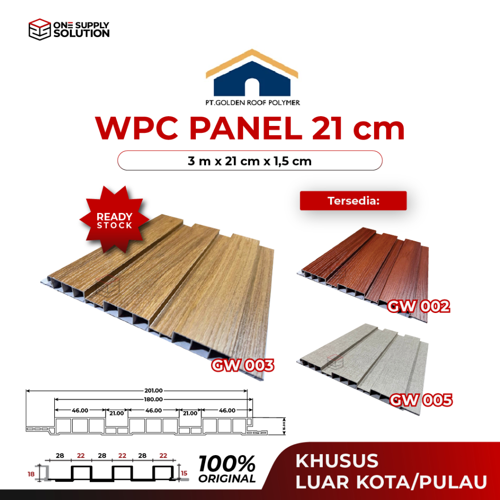 Jual GOLDEN WPC Wall Wood Panel 21 cm x 3 m @1 lembar/Wood Panel Dinding | Shopee Indonesia