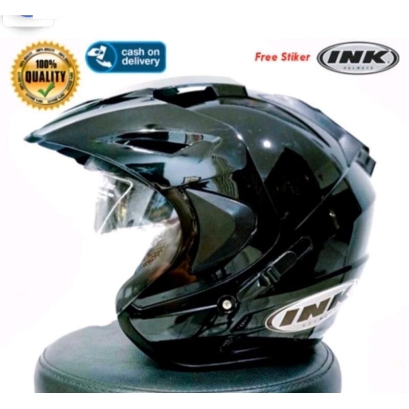 Jual HELM SNI MODEL INK T1 SOLID FULL WARNA DOUBLE VISOR FREE STIKER ...