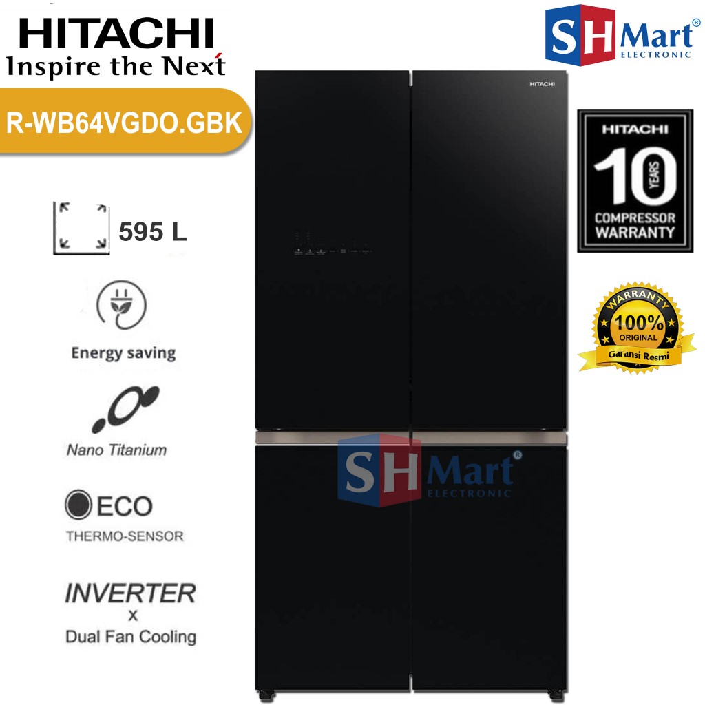 Jual KULKAS HITACHI 4 PINTU 569 LITER R-WB64VGD0 GBK INVERTER GARANSI RESMI | Shopee Indonesia