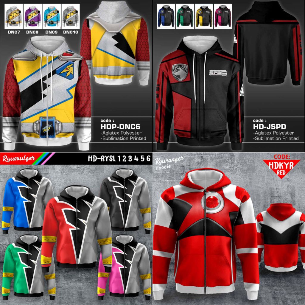 Jual JAKET HOODIE POWER RANGERS / SUPER SENTAI untuk Dewasa Dan Anak ...