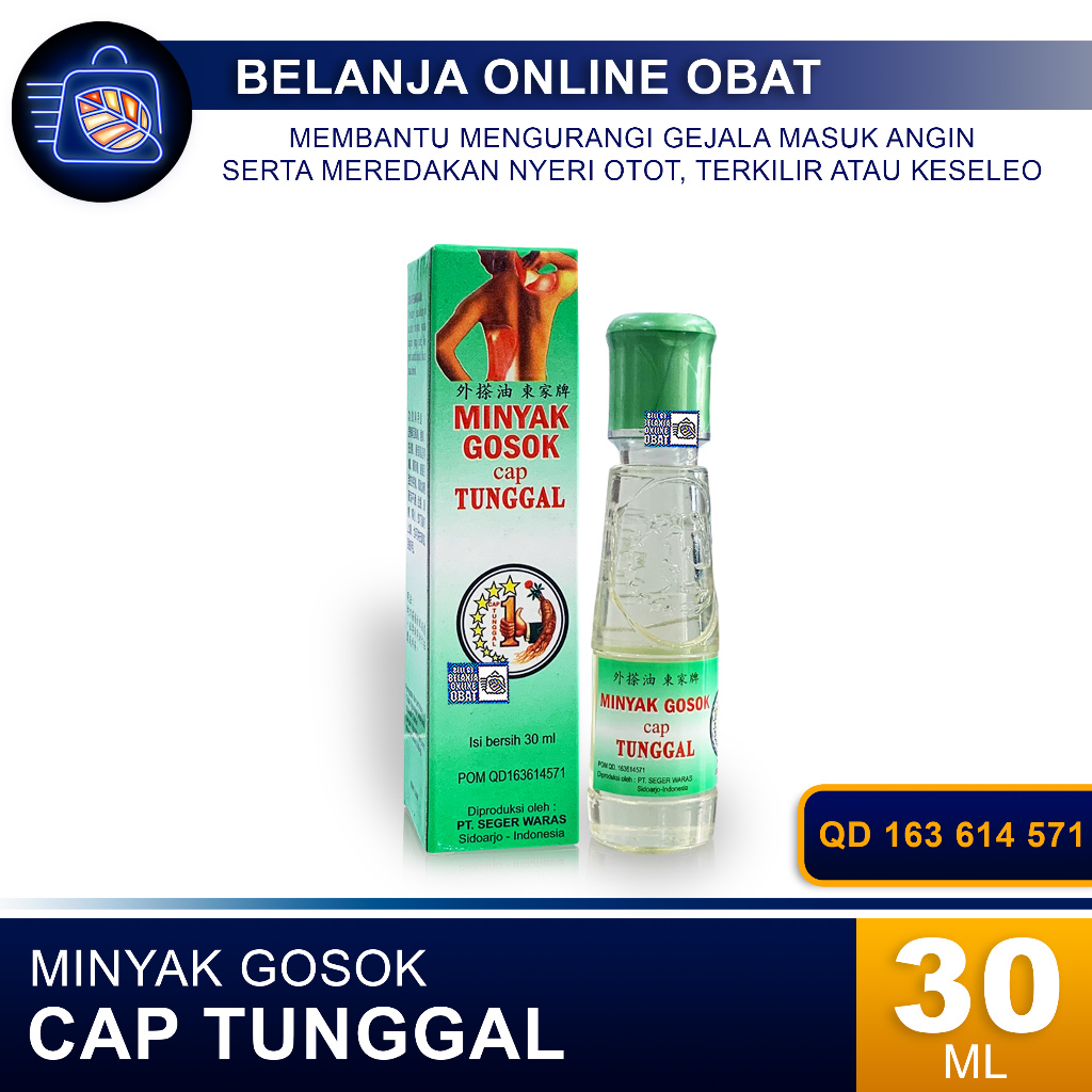 Jual MINYAK GOSOK CAP TUNGGAL 30ML // Nyeri otot, Keseleo, Masuk Angin ...