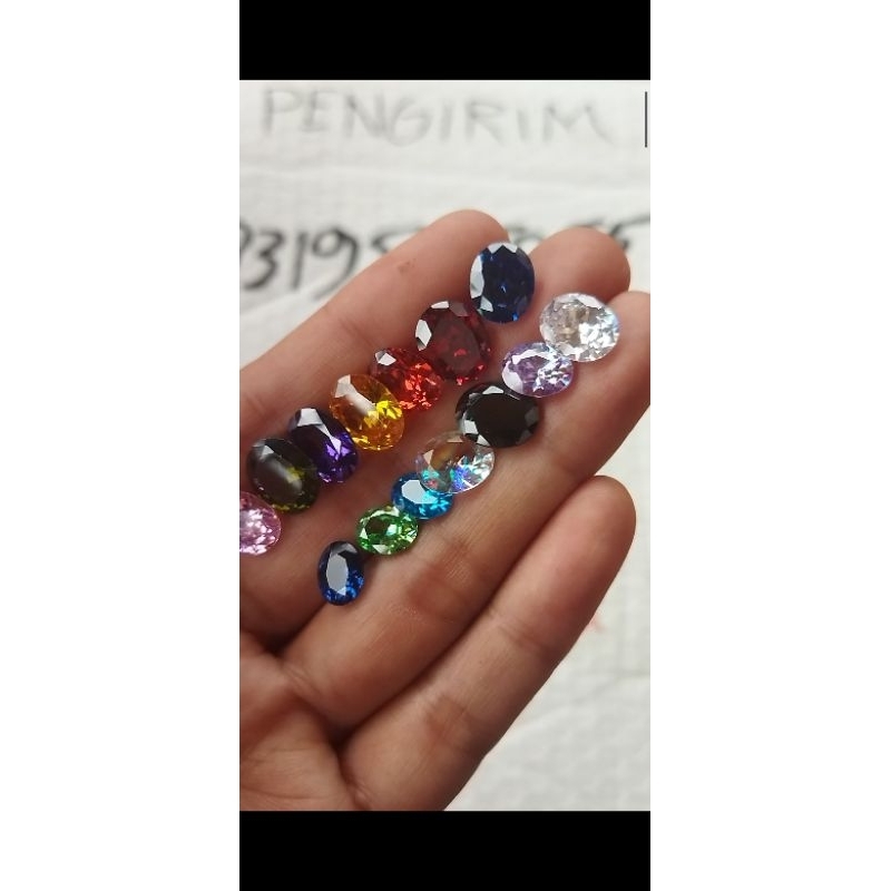 Jual batu permata cyintetic cubic zirconia multi color lengkap, hrgaper 5 pcs | Shopee Indonesia