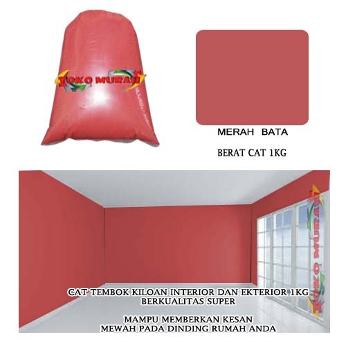 Jual CAT TEMBOK KILOAN SUPER 1 KG WARNA MERAH MARUN / CAT KILOAN / CAT ...
