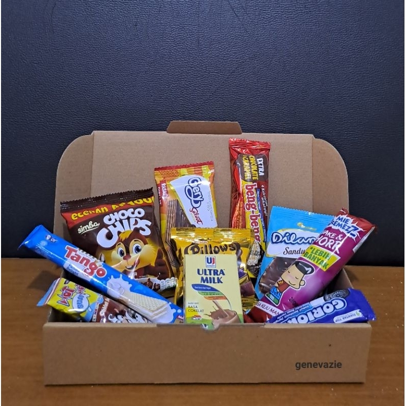 Jual Snack box ulang tahun free stiker custom/Paket snack box ultah ...