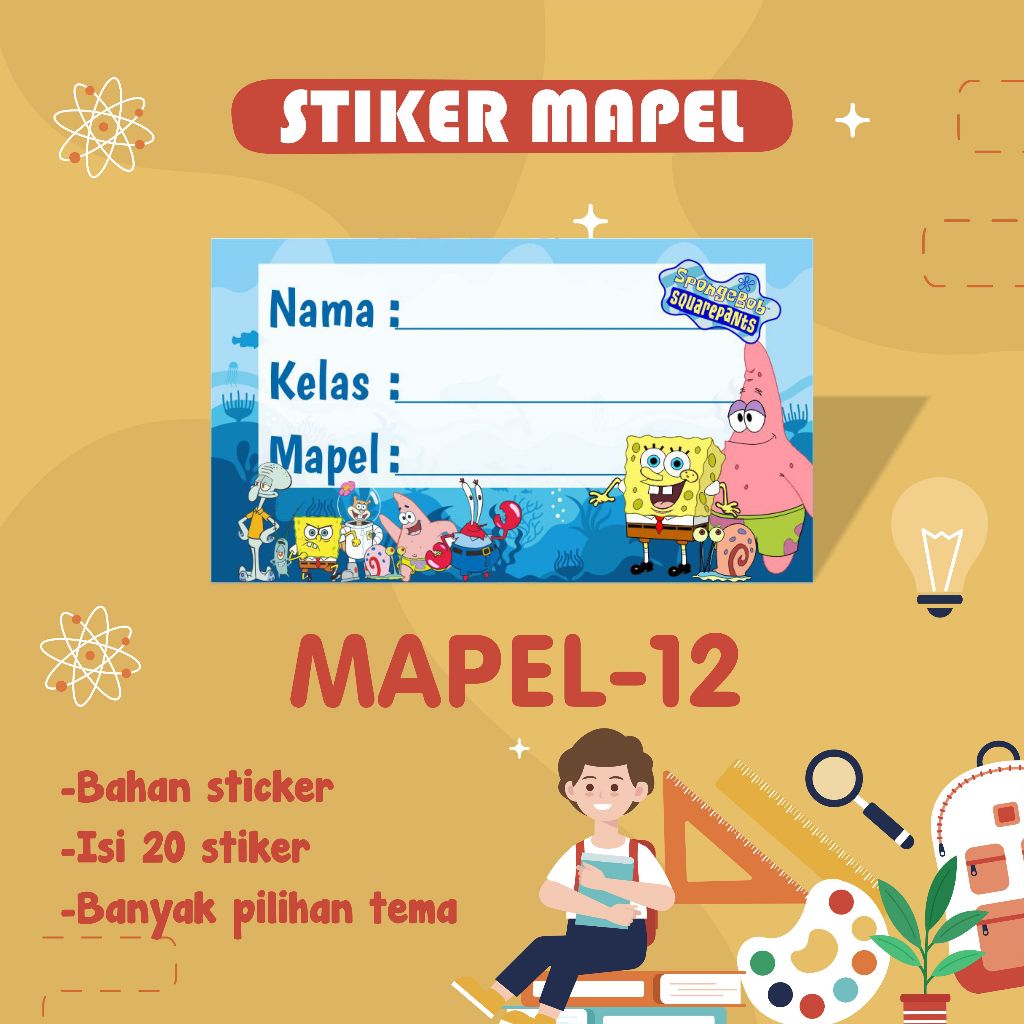 Jual 20 Stiker Mapel - Label Buku Pelajaran Sekolah - Stiker mata ...