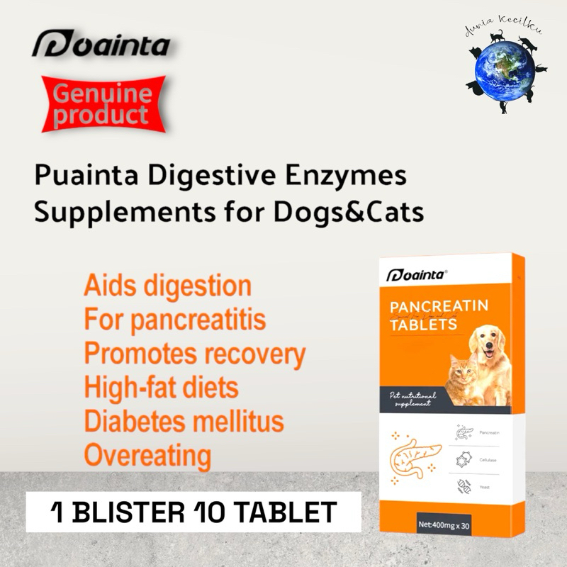 Jual Puainta Digestive Enzymes Pancreatin Tablet - Obat Diare Kucing ...