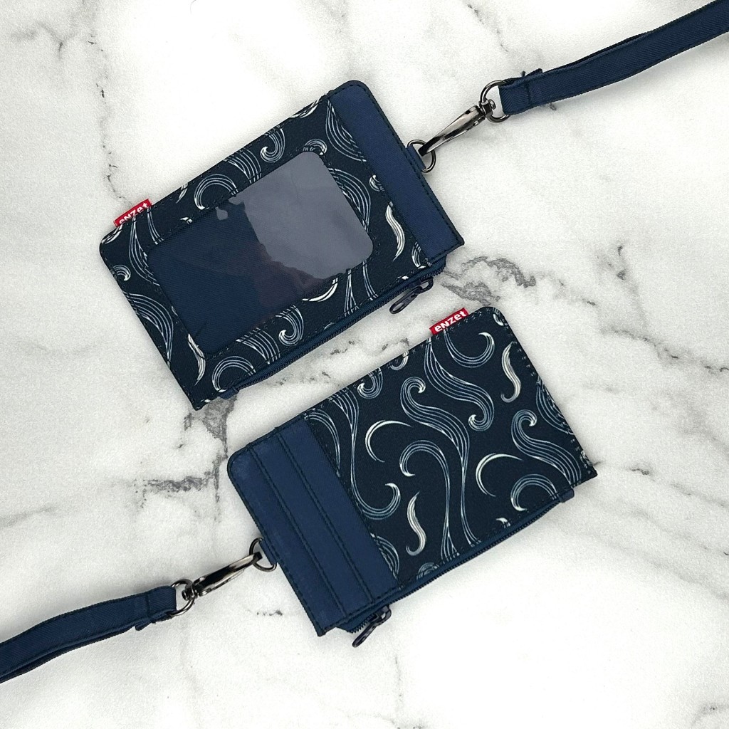 Jual ID card holder hanging wallet name tag kartu lanyard zipper kain ...