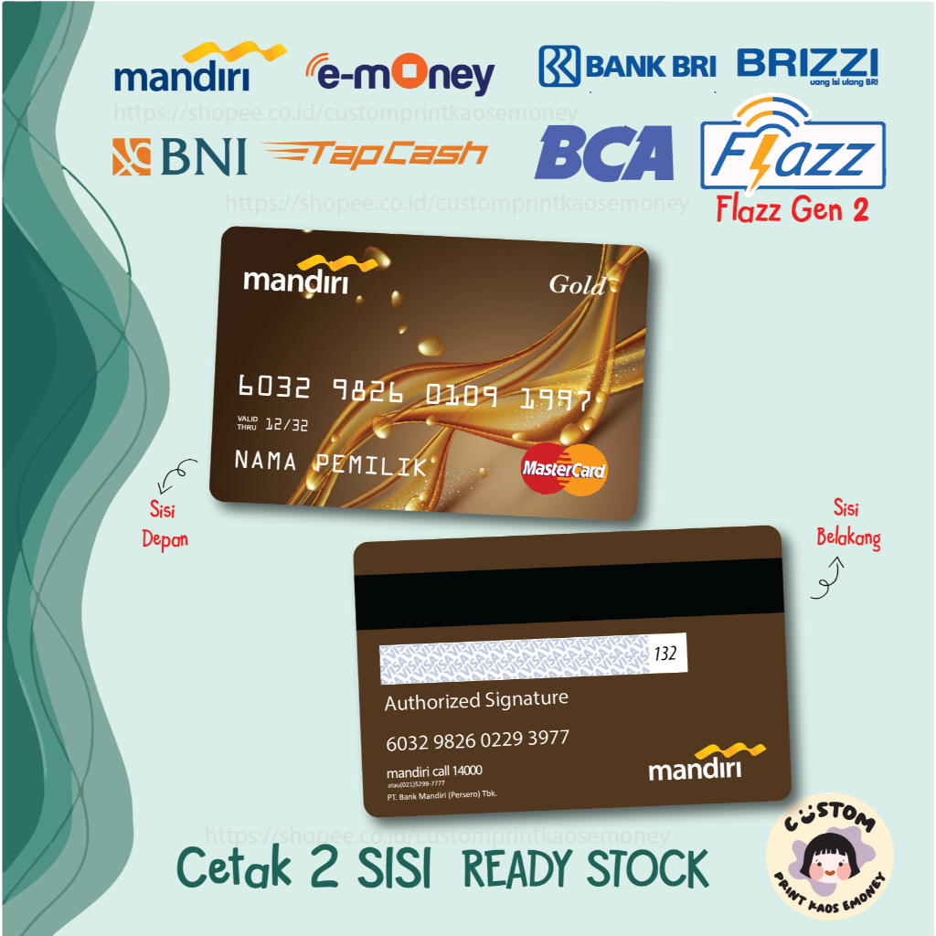 Jual KARTU E MONEY E TOLL KREDIT CARD BROWN GOLD KEREN MANDIRI EMONEY ...