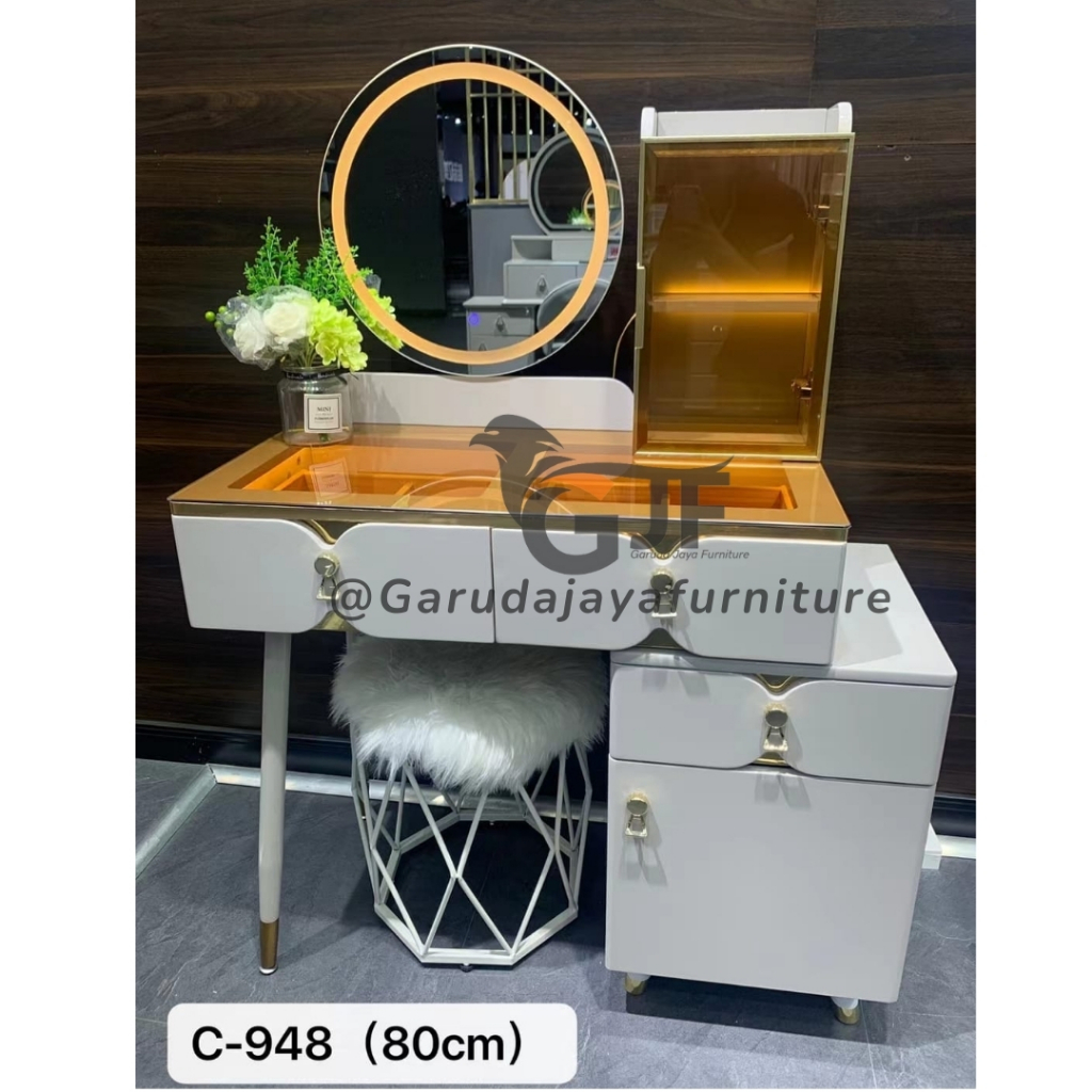 Jual MEJA RIAS CERMIN LED BULAT /MEJA RIAS MINIMALIS/MEJA RIAS MODERN/MEJA RIAS PUTIH LENGKAP ...