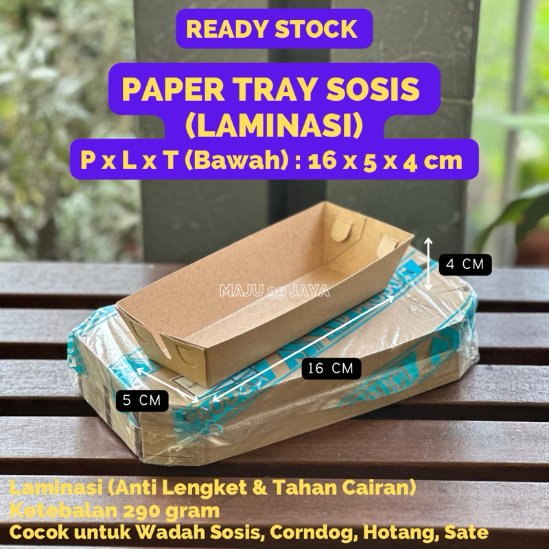Jual Paper Tray Wadah Kertas Sosis Box Sate Tray Hotang ukuran 16x5x4 ...