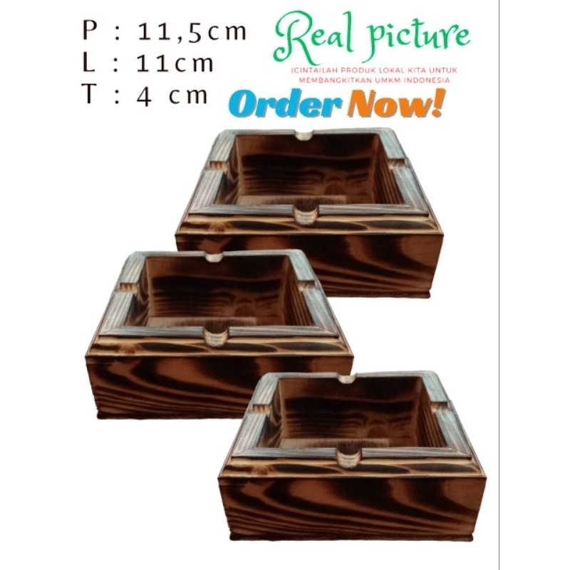Jual asbak kayu model kotak/asbak sampah latu rokok/asbak kayu unik ...