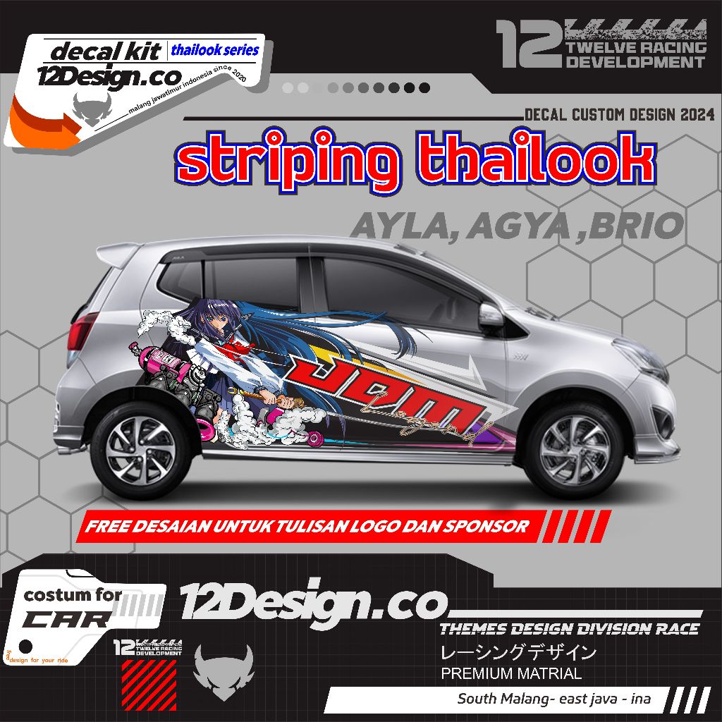 Jual STIKER DECAL MOBIL SPORT UPDATE DESAIN THAILOOK-STIKER DECAL SEMUA ...