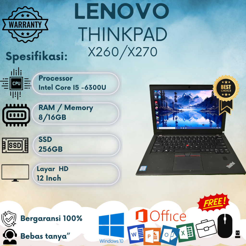 Jual Laptop Lenovo Thinkpad X270 Intel i5-7Gen FHD Win 10 Bergaransi | Shopee Indonesia