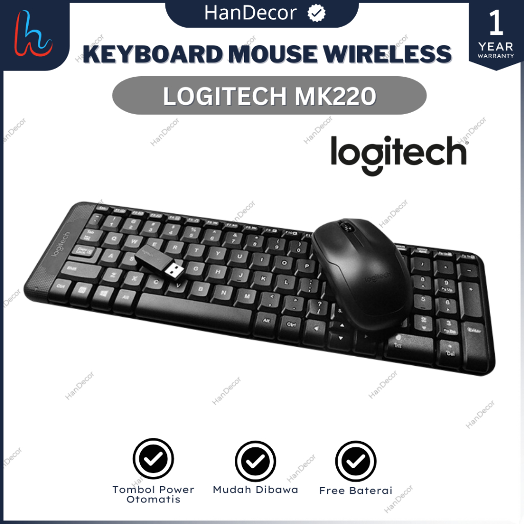 Jual Logitech MK220 Keyboard + Mouse Wireless Compact Combo USB ...