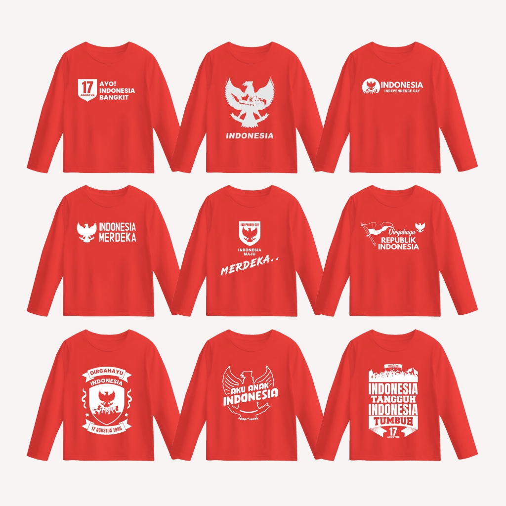 Jual Kaos Anak Lengan Panjang HUT RI Dirgahayu Indonesia Independence Day Hari Kemerdekaan ...