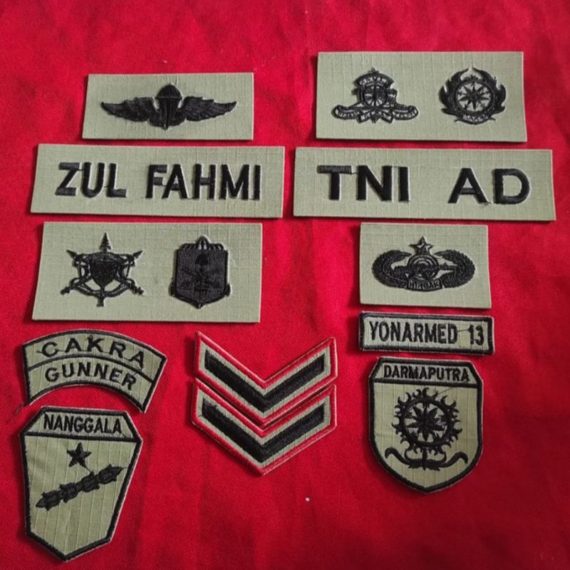 Jual Full Set Bordir Papan Nama PDL TNI AD. Bahan Hijau Kostrad | Shopee Indonesia