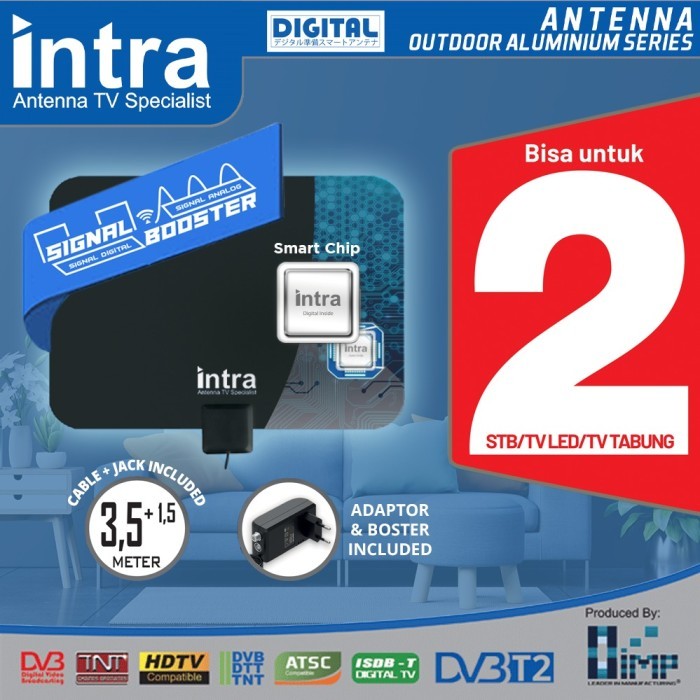 Jual Intra Antena Digital Booster Indoor Outdoor Bisa 2 TV INT-HD15 ...