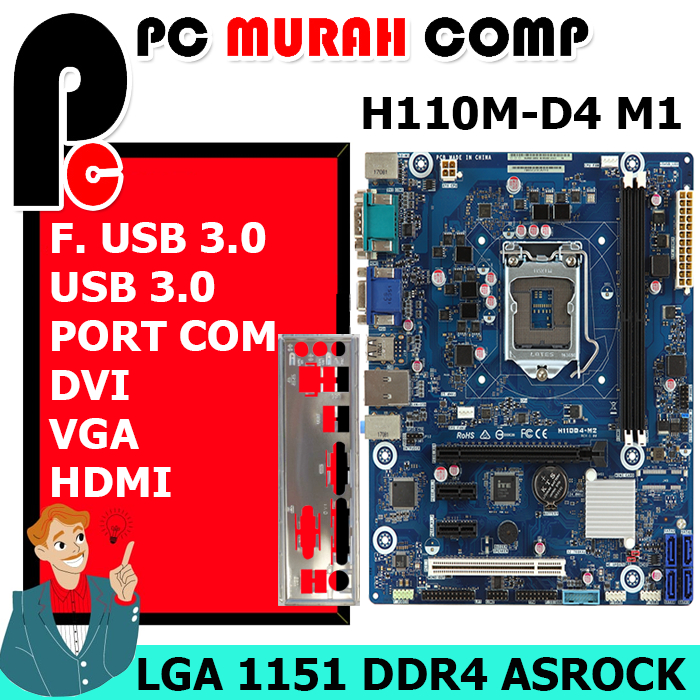 Jual Motherboard Mobo Intel LGA Socket 1151 H110M Asrock | Shopee Indonesia