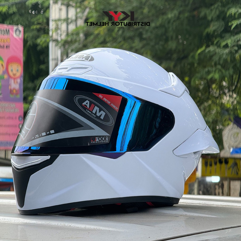 Jual Helm MLA TTC Full Face Paket Ganteng | Whaite Visor Blue | Helm ...