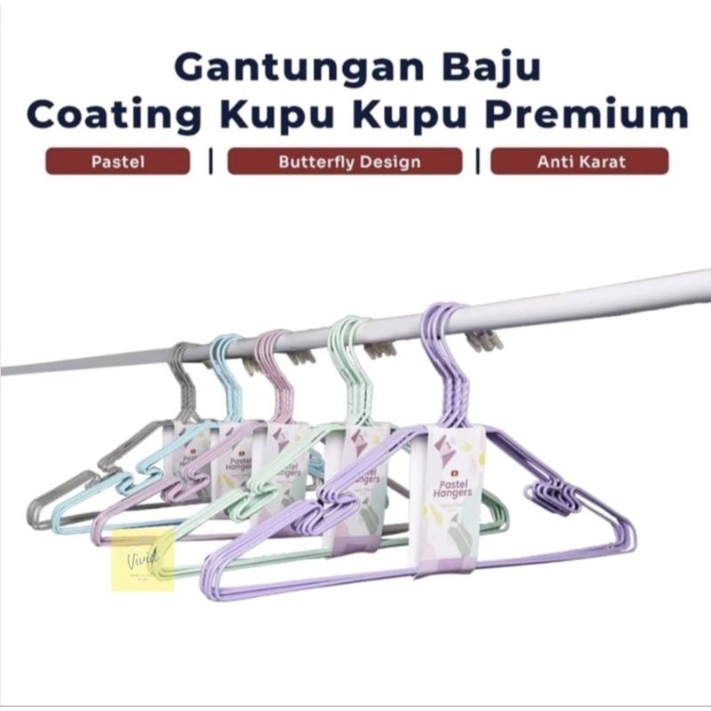 Jual GANTUNGAN BAJU COATING KUPU KUPU PREMIUM (6 PCS) HANGER ...
