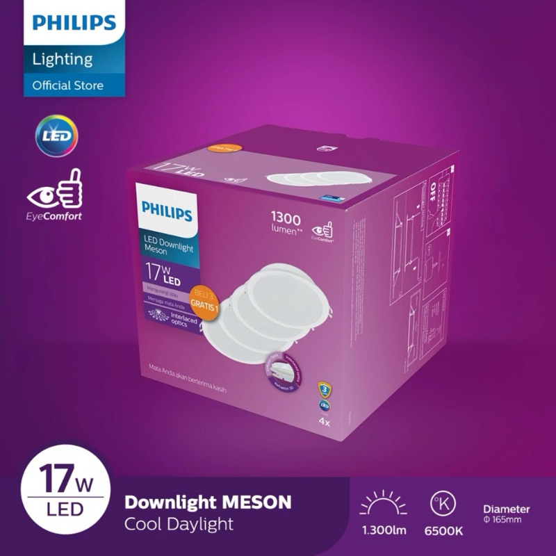 Jual PHILIPS Meson Multipack isi 4 bh 59466 - LED Downlight 17W 17Watt ...