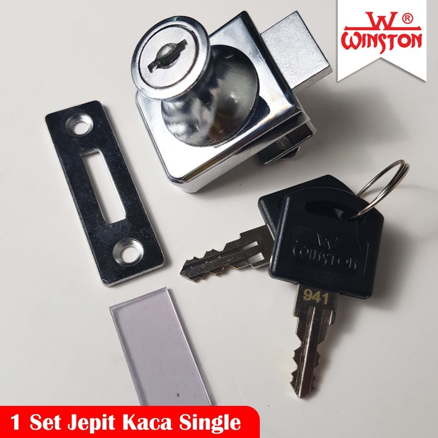 Jual Glass Lock Pengaman Pengunci Kunci Kaca Jepit Single 407 Winston ...