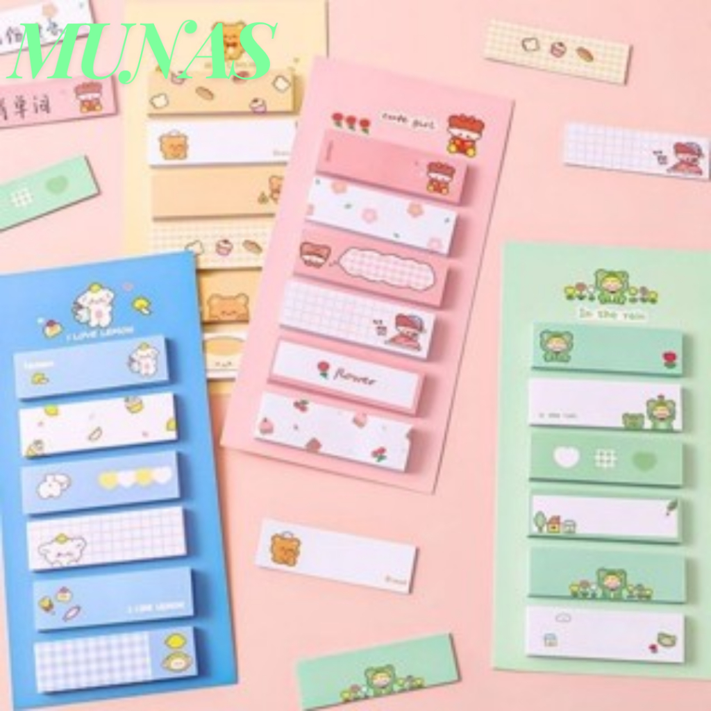 Jual MUNAS Sticky Notes Lucu 6IN1 Tempelan Kertas Catatan 120 Lembar ...