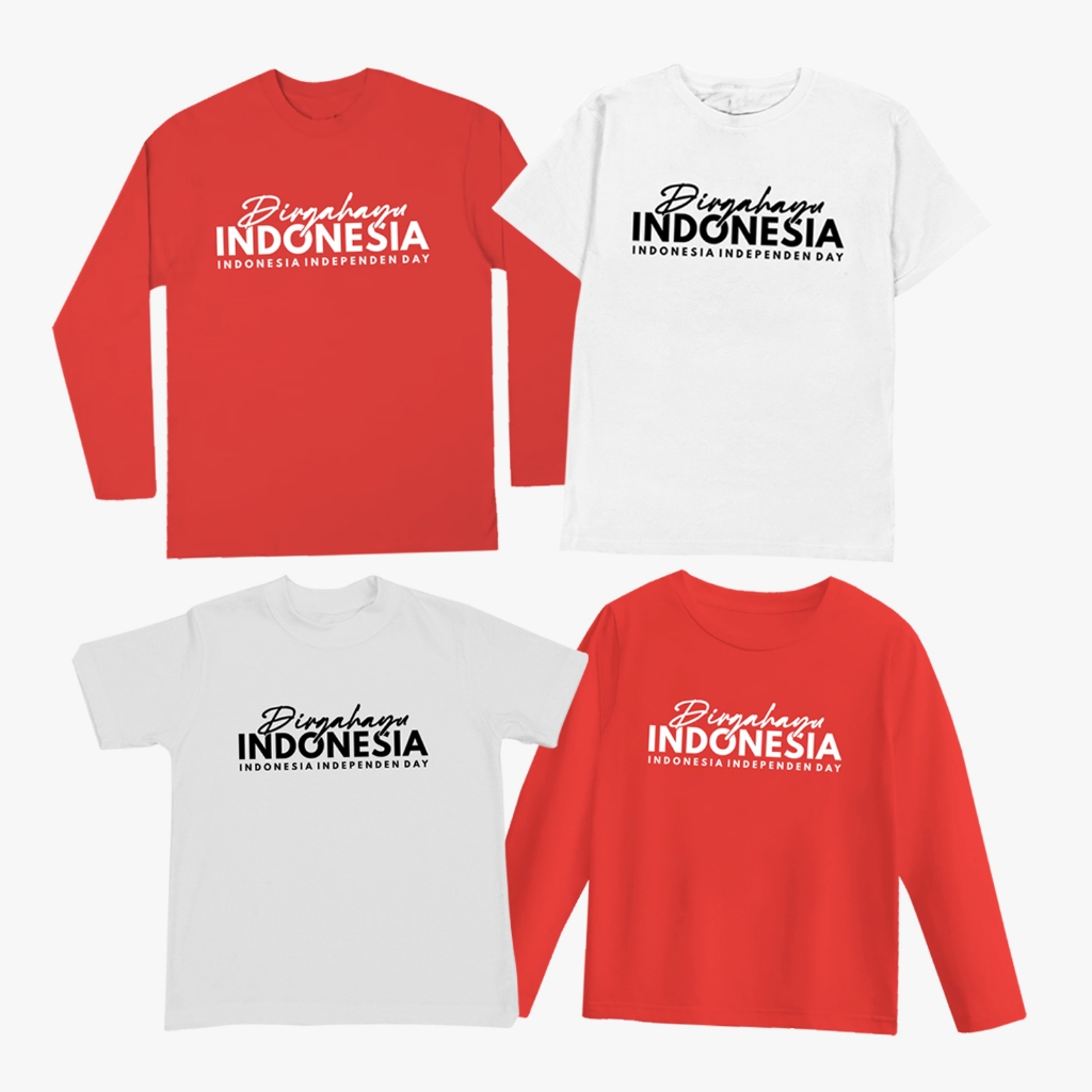 Jual Kaos Couple Family HUT RI / Baju Couple Keluarga Agustusan Indonesia Merdeka Dirgahayu ...