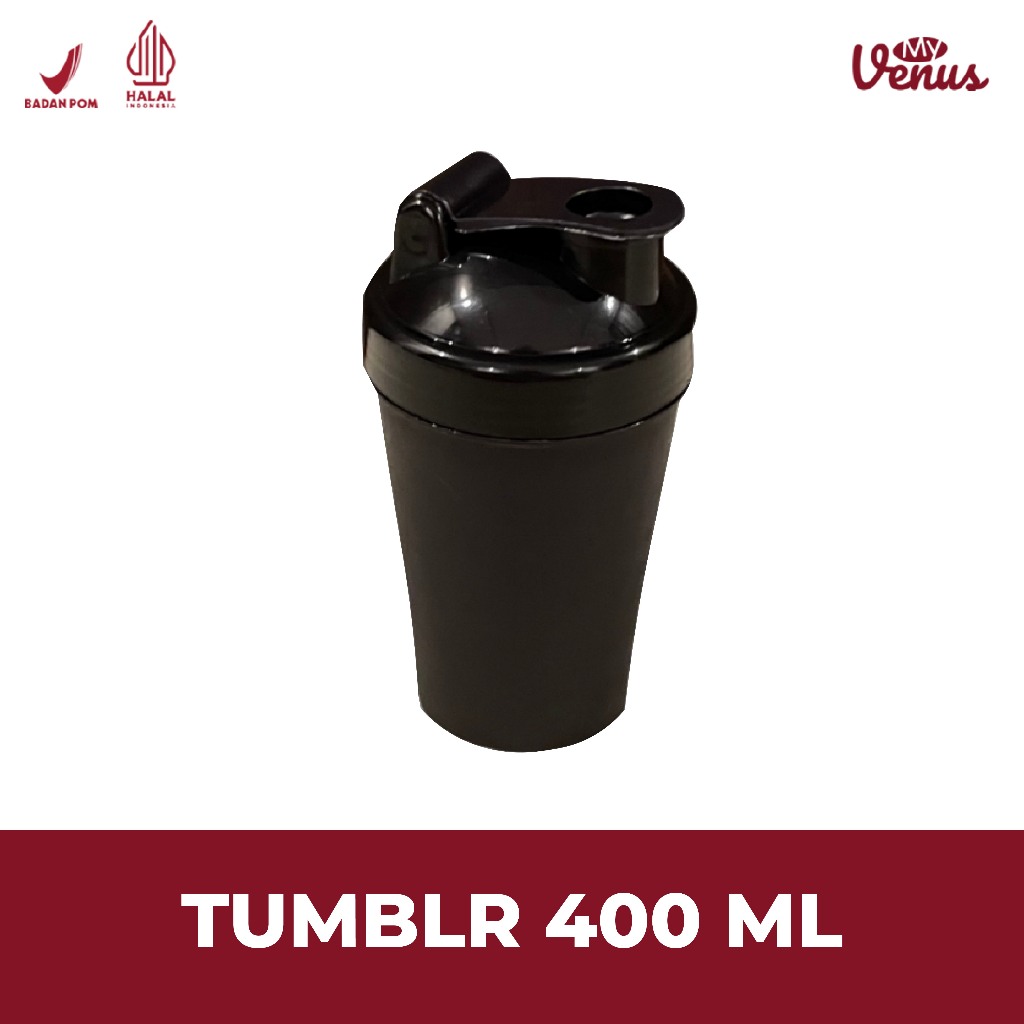 Jual [400mL] Botol Minum Plastik Shaker Botol Minum Flip Hitam - Botol ...