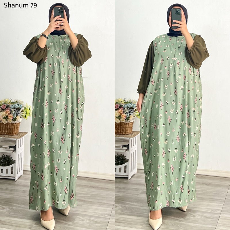Jual SHANUM DRESS / Gamis Rayon Kombinasi / Gamis Rayon Motif Busui ...