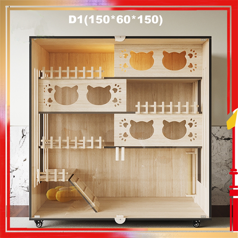 Jual L&Q Rumah kucing mewah Kandang kucing Rumah kucing kayu tahan ...