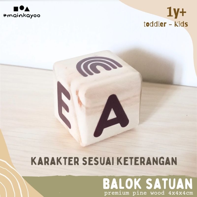 Jual Alphabets & Numbers Wooden Block / Cube (Available Custom Satuan ...