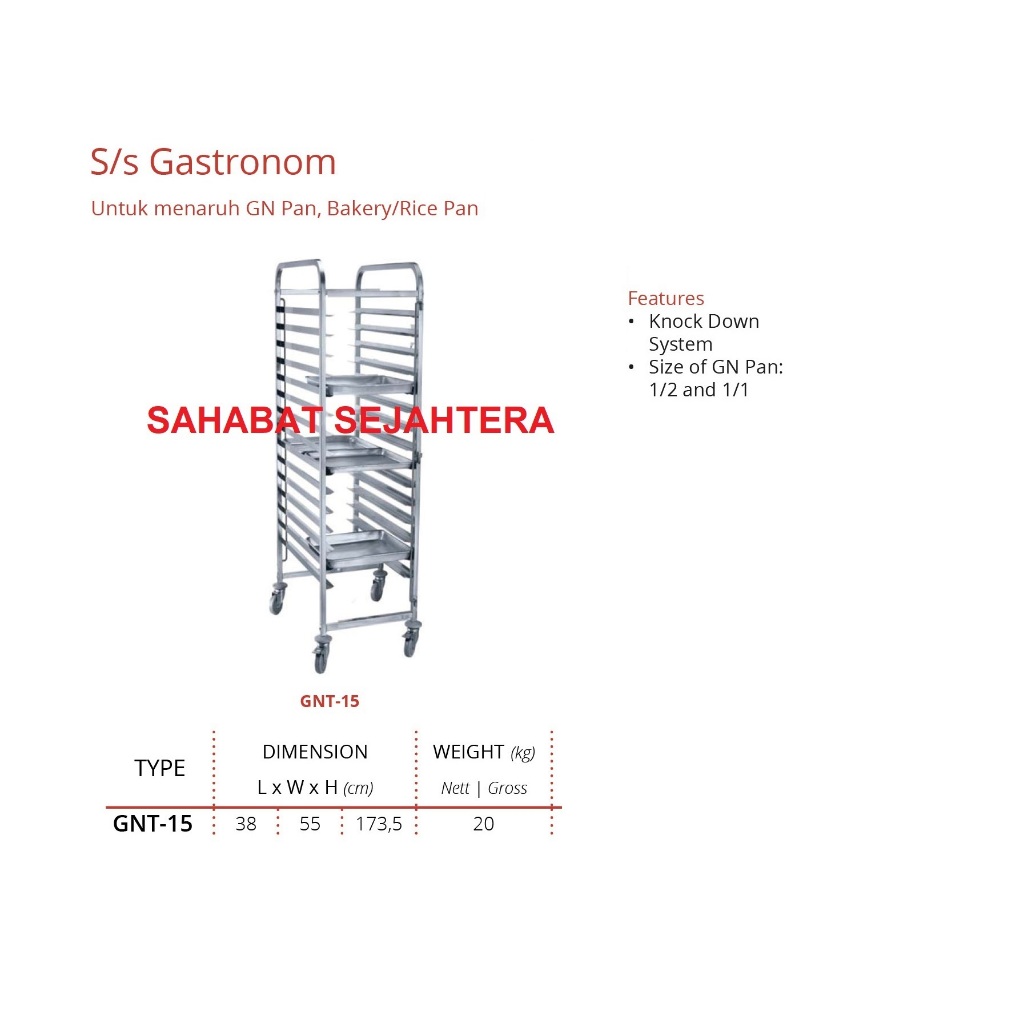 Jual GETRA Stainless Steel Trolley Food Pan GNT-15 | Shopee Indonesia