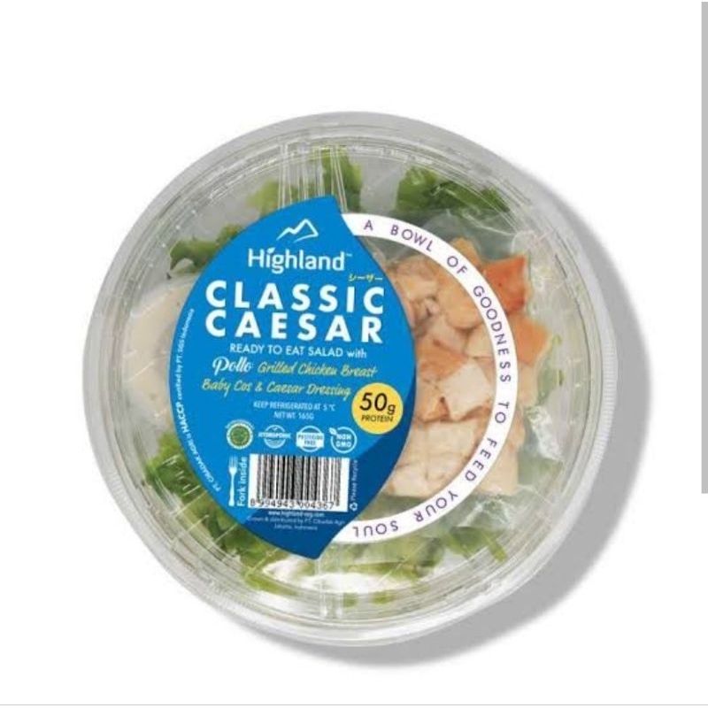 Jual Classic caesar salad highland + chicken + dressing 165gr | Shopee ...