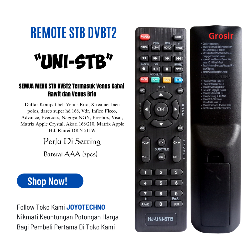 Jual Remote Universal Multi Set Top Box Semua Merk STB DVBT2 | Shopee ...