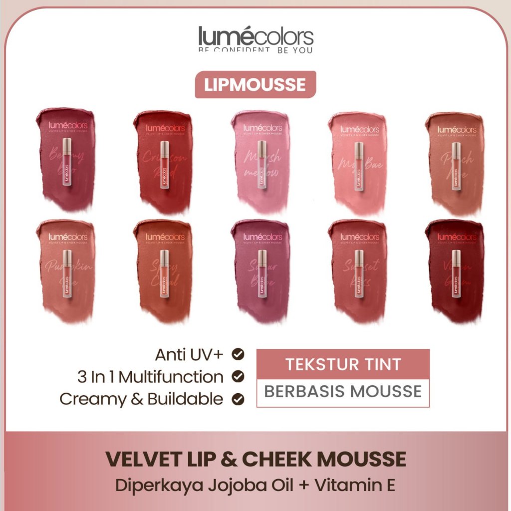 Jual Lumecolors Velvet Lip & Cheek Mousse 5ml | Multifunction 3 in 1 ...