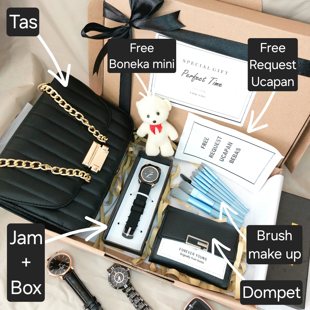 Jual Hampers Gift Box Wanita Exclusive Untuk Kado // Hadiah isi Jam Tangan // Tas // Dompet Dll ...