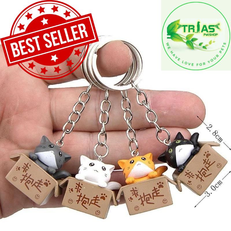 Jual gantungan kunci kucing dalam box/keychain kucing lucu/keychain ...