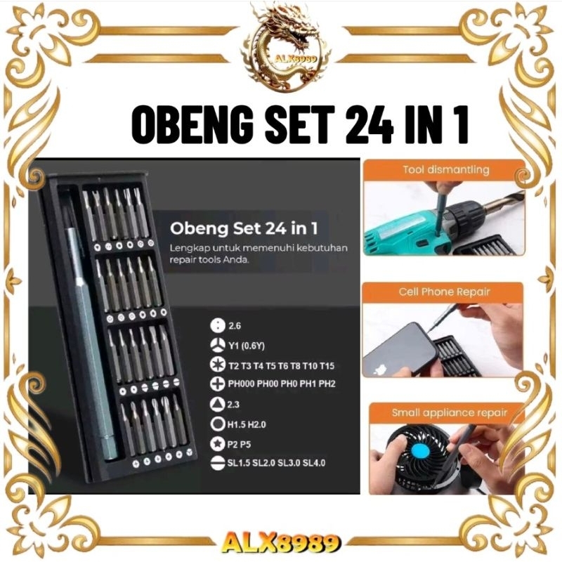 Jual ( 24 IN 1 ) OBENG SET MAGNETIC PREMIUM BAUT KECIL REPARASI HP LAPTOP JAM TANGAN KACA MATA ...