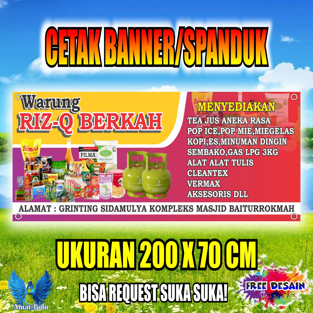 Jual Cetak Banner Cetak Spanduk TOKO SEMBAKO,KLONTONGAN Ukuran 200X70 CM BISA REQUEST | Shopee ...