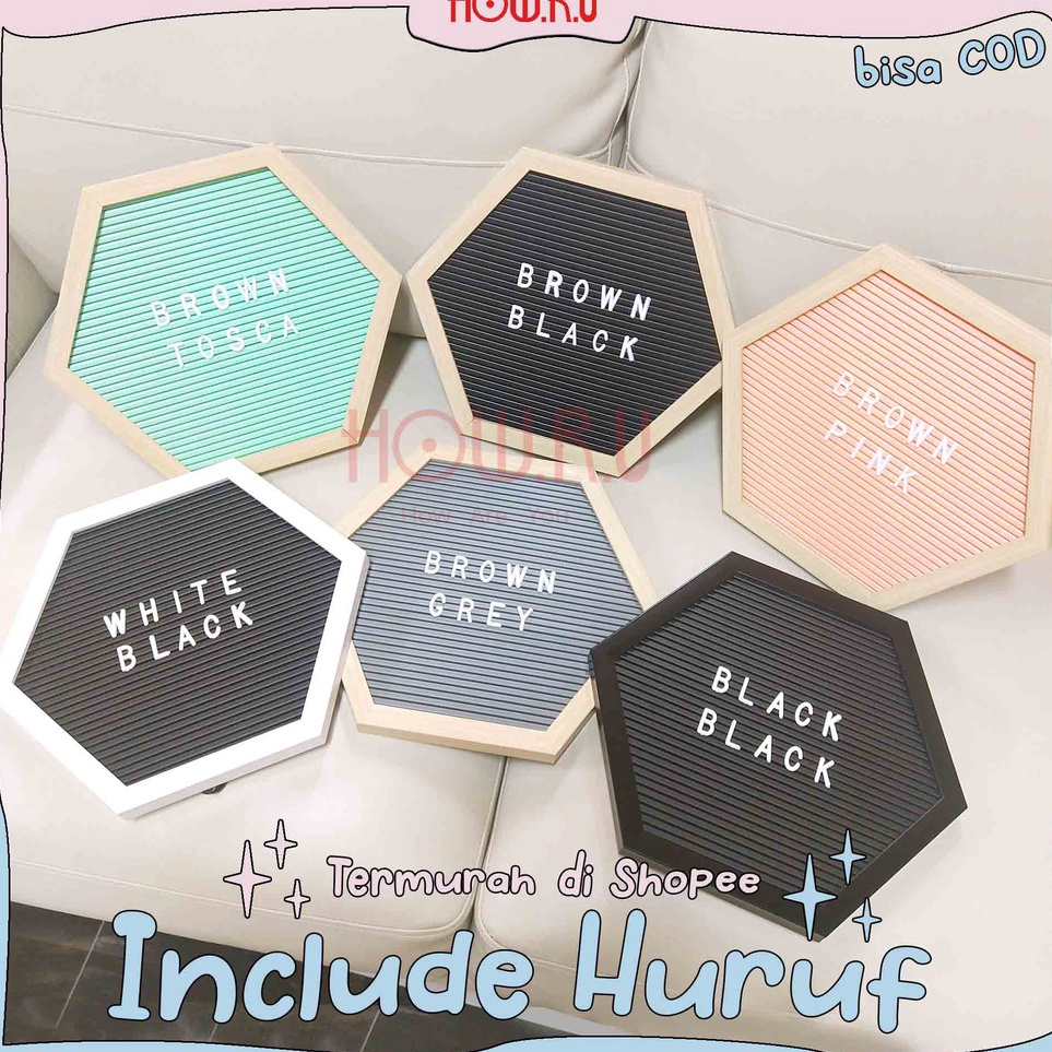 Jual KODE O56X HOWRU Hexa Letter Board Sudah Include Huruf Papan Nama ...