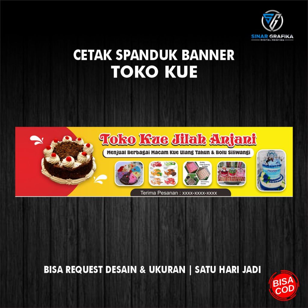 Jual Spanduk Toko Kue, Banner Toko Kue, Desain Custom | Free | Shopee ...