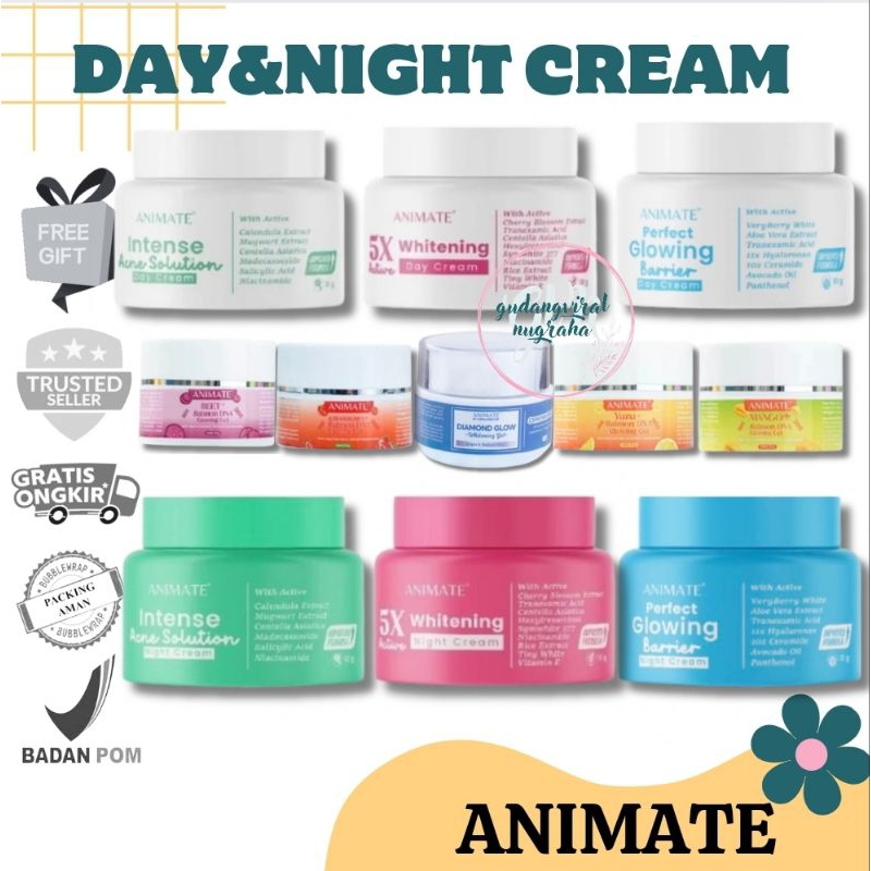 Jual ~GVN~ [TERLENGKAP] ANIMATE WHITENING DAY CREAM NIGHT CREAM ANIMATE ...