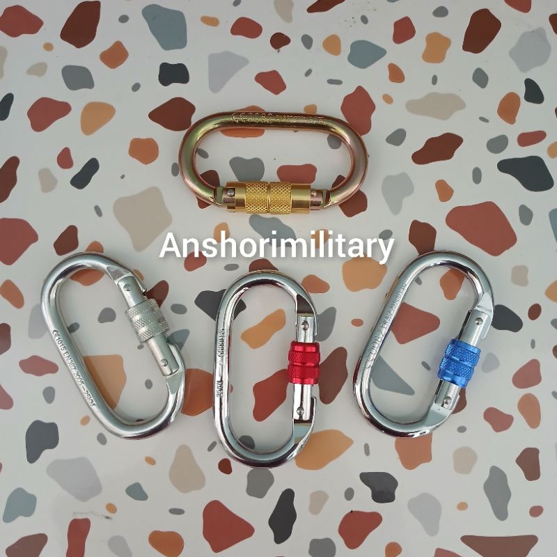 Jual Carabiner Baja Steel Oval Auto lock dan Screw Lock 25kn Karabiner ...